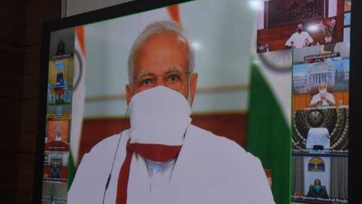 Coronavirus: Pm Narendra Modi wears mask in video conferencing with ...