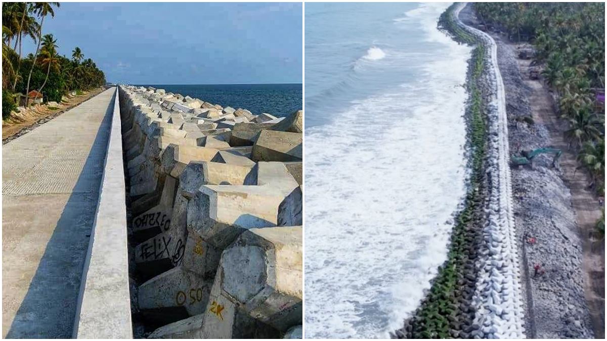 A self build seawall at Chellanam, Minister P Rajeev slams media over ...